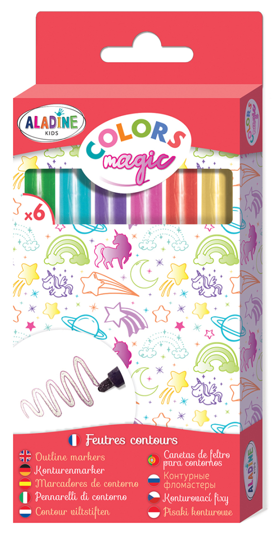 COLORS MAGIC - PACK DE 6 FEUTRES CONTOURS - Aladine, le DIY (enfin ...